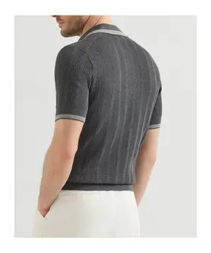 Brunello Cucinelli Cotton Textured Rib-knit Polo
