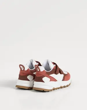 Brunello Cucinelli Techno Cotton, Nubuck And Nappa-effect Calfskin Sneakers With Straps