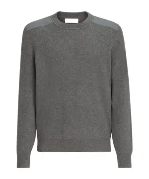 Brunello Cucinelli Cashmere Ribbed Sweater With Cotton Inserts - Black