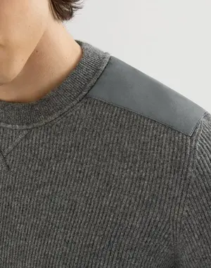 Brunello Cucinelli Cashmere Ribbed Sweater With Cotton Inserts