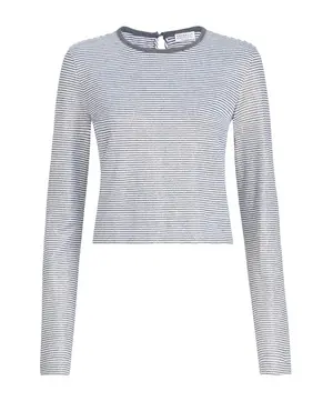 Brunello Cucinelli Striped-pattern Lamé Top - Gray