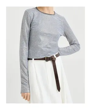 Brunello Cucinelli Striped-pattern Lamé Top