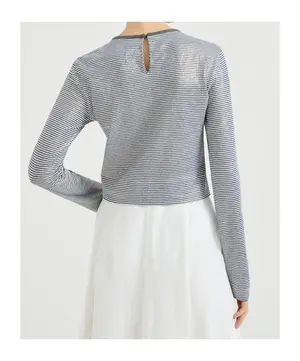Brunello Cucinelli Striped-pattern Lamé Top