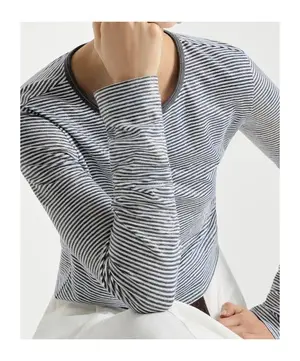 Brunello Cucinelli Striped-pattern Lamé Top