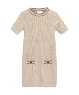 Brunello Cucinelli Cotton Diamond Yarn Rib-knit Dress - Camel-colored