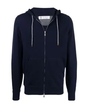 Brunello Cucinelli Cashmere Hooded Jumper - Black