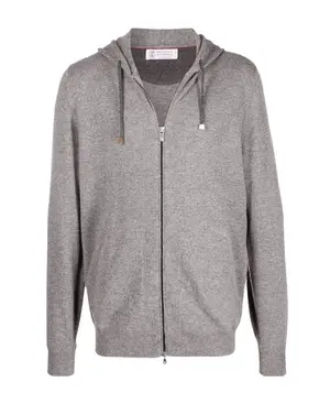 Brunello Cucinelli Zip-up Cashmere Hoodie - Grey