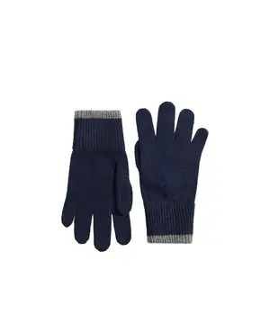 Brunello Cucinelli Brunello Cucinelli Ribbed Trim Cashmere Gloves Blue