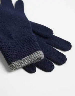 Brunello Cucinelli Ribbed Trim Cashmere Gloves - Blue