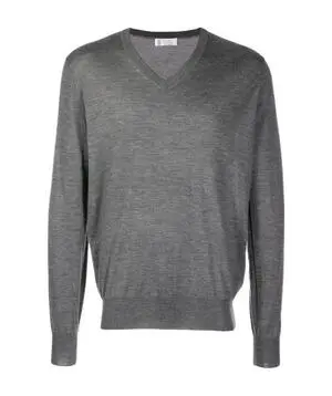 Brunello Cucinelli V-neck Knit Jumper - Gray