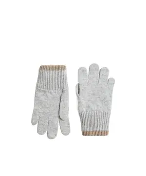 Brunello Cucinelli Brunello Cucinelli Ribbed Trim Cashmere Gloves Grey