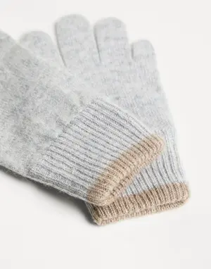 Brunello Cucinelli Ribbed Trim Cashmere Gloves - Grey