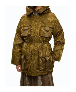 Pinko Camouflage-print Hooded Down Coat