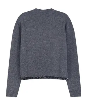SEMICOUTURE Embellished Hem V-neck Knitted Jumper