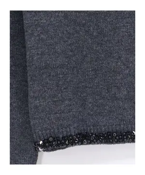 SEMICOUTURE Embellished Hem V-neck Knitted Jumper