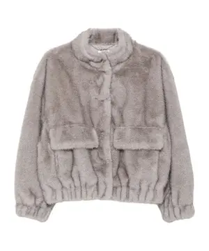 Liu Jo Long Sleeve Faux Fur Coat - Silver Grey