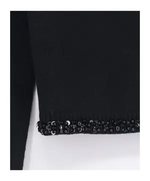 SEMICOUTURE Embellished Hem V-neck Knitted Jumper