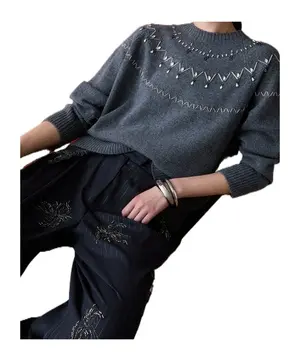 Liu Jo Wool Sweater With Jewel Embroidery