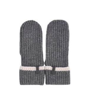 Brunello Cucinelli Brunello Cucinelli Bead-Embellished Knitted Mittens Gray