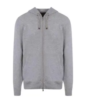Brunello Cucinelli Cashmere Zip Up Hooded Jacket - Gray