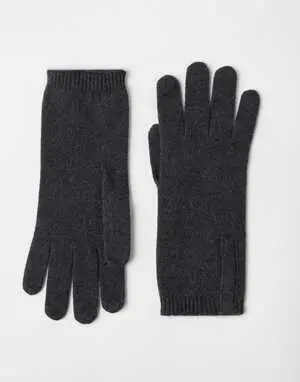 Brunello Cucinelli Brunello Cucinelli Bead-Embellished Knitted Cashmere Gloves Black