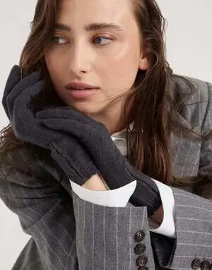 Brunello Cucinelli Bead-embellished Knitted Cashmere Gloves - Black