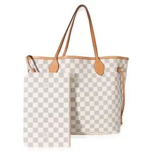 LOUIS VUITTON Rose Ballerine Damier Azur Canvas Neverfull Mm - Beige