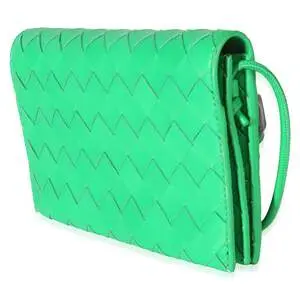 Bottega Veneta Parakeet Intrecciato Nappa Wallet On Strap - Green