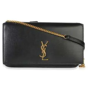 Saint Laurent Smooth Calfskin Cassandre Phone Pouch - Black