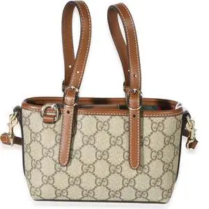 Gucci Beige Gg Supreme Canvas Emblem Bag - Brown