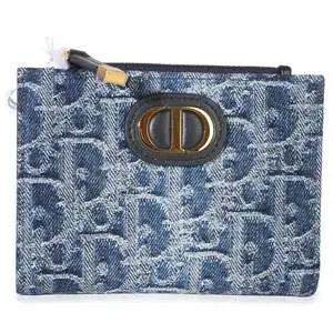 Dior Denim Oblique Canvas 30 Montaigne Dahlia Wallet - Blue