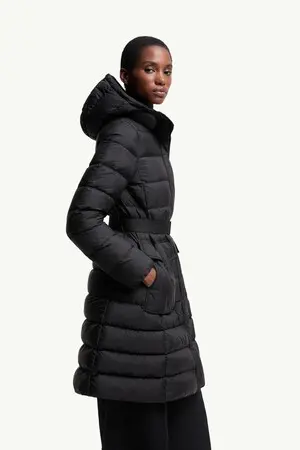 Moncler Khloesse Hooded Shearling-trimmed Long Down Jacket