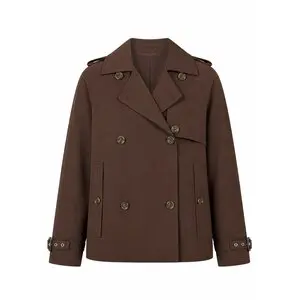 YUMI Cropped Trench Jacket With Check Lining