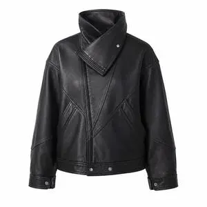 FRONT ROW SHOP Vintage Two Lapel Leather Jacket - Black