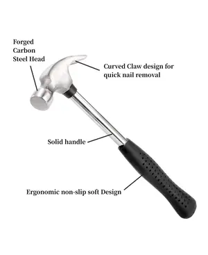 XDOVET Small Claw Hammer Mini Rubber Handle Steel Head Diy