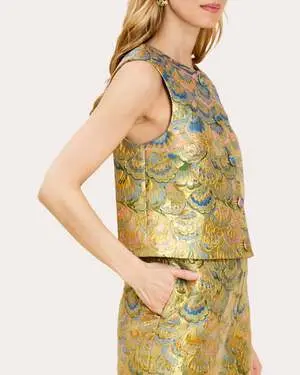 Mestiza New York Sadie Metallic Jacquard Button-front Top