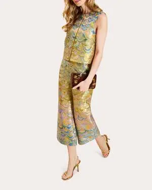 Mestiza New York Sadie Metallic Jacquard Button-front Top