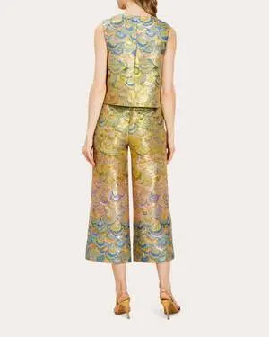 Mestiza New York Blake Metallic Jacquard Crop Flare Pants Nylon/polyester