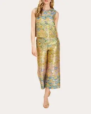Mestiza New York Blake Metallic Jacquard Crop Flare Pants Nylon/polyester