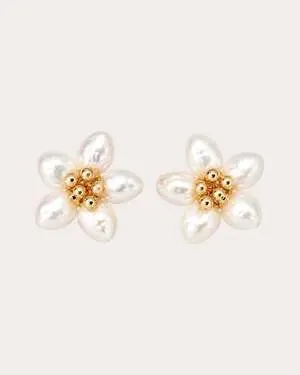 CLUB COASTAL Freshwater Pearl Aloha Stud Earrings 18k Gold
