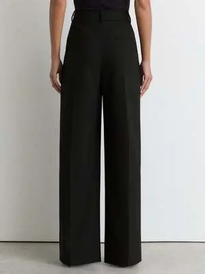 REISS Luna Wool-blend Wide-leg Pleated Trousers - Black