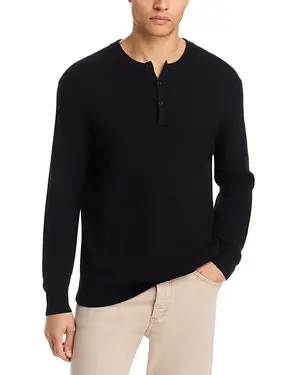 BOSS Lenley Wool & Cotton Henley Sweater Black