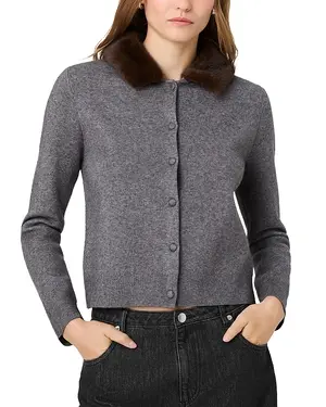 French Connection Sloane Faux Fur Collar Cardigan Sweater