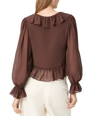 French Connection Marina Silky Chiffon Ruffle Top