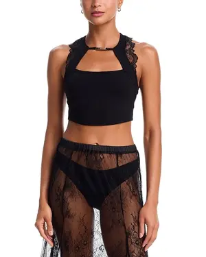 THISTLE AND SPIRE Kane Lace Trim Cropped Tank Top