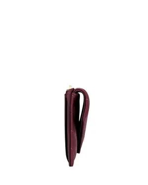 Saint Laurent Cassandre Matelasse Fragments Flap Card Case In Lambskin - Medium Red