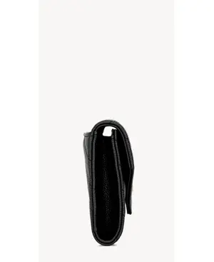 Saint Laurent Cassandre Matelasse Small Envelope Wallet Ingrain De Poudre Leather - Black