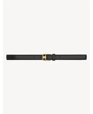 Saint Laurent Cassandre Double-buckle Thin Belt - Black