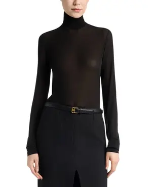 Saint Laurent Cassandre Double-buckle Thin Belt - Black