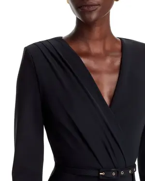 Chiara Boni La Petite Robe Avize Belted 3/4 Sleeve Gown